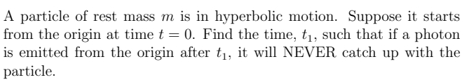 Solved A particle of rest mass m is in hyperbolic motion. | Chegg.com
