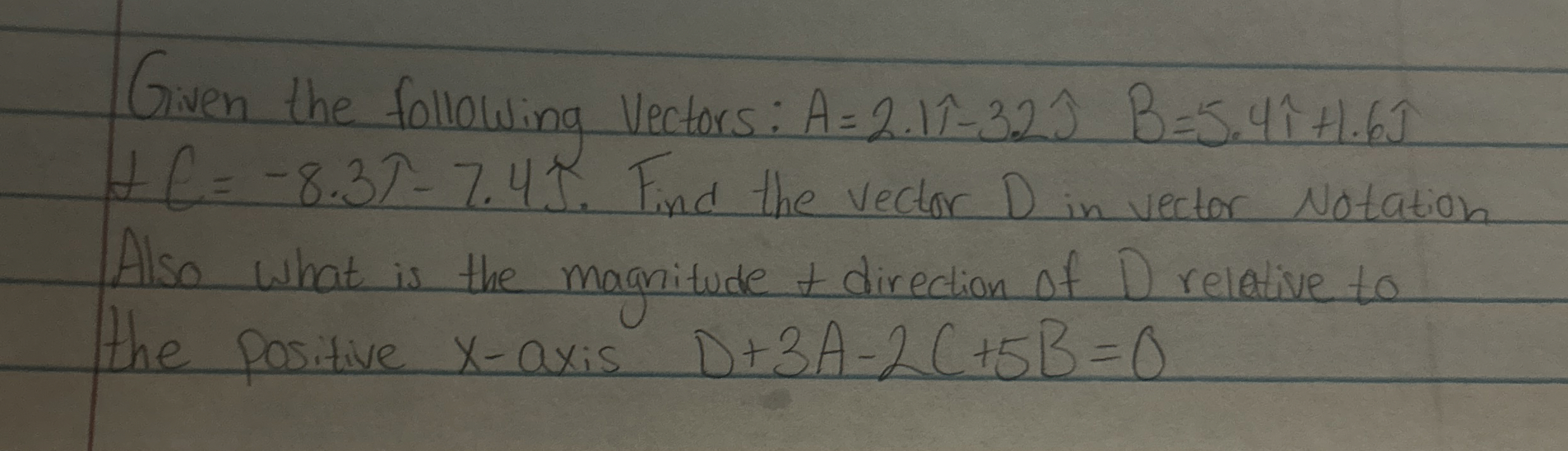 Solved Given the following Vectors: | Chegg.com