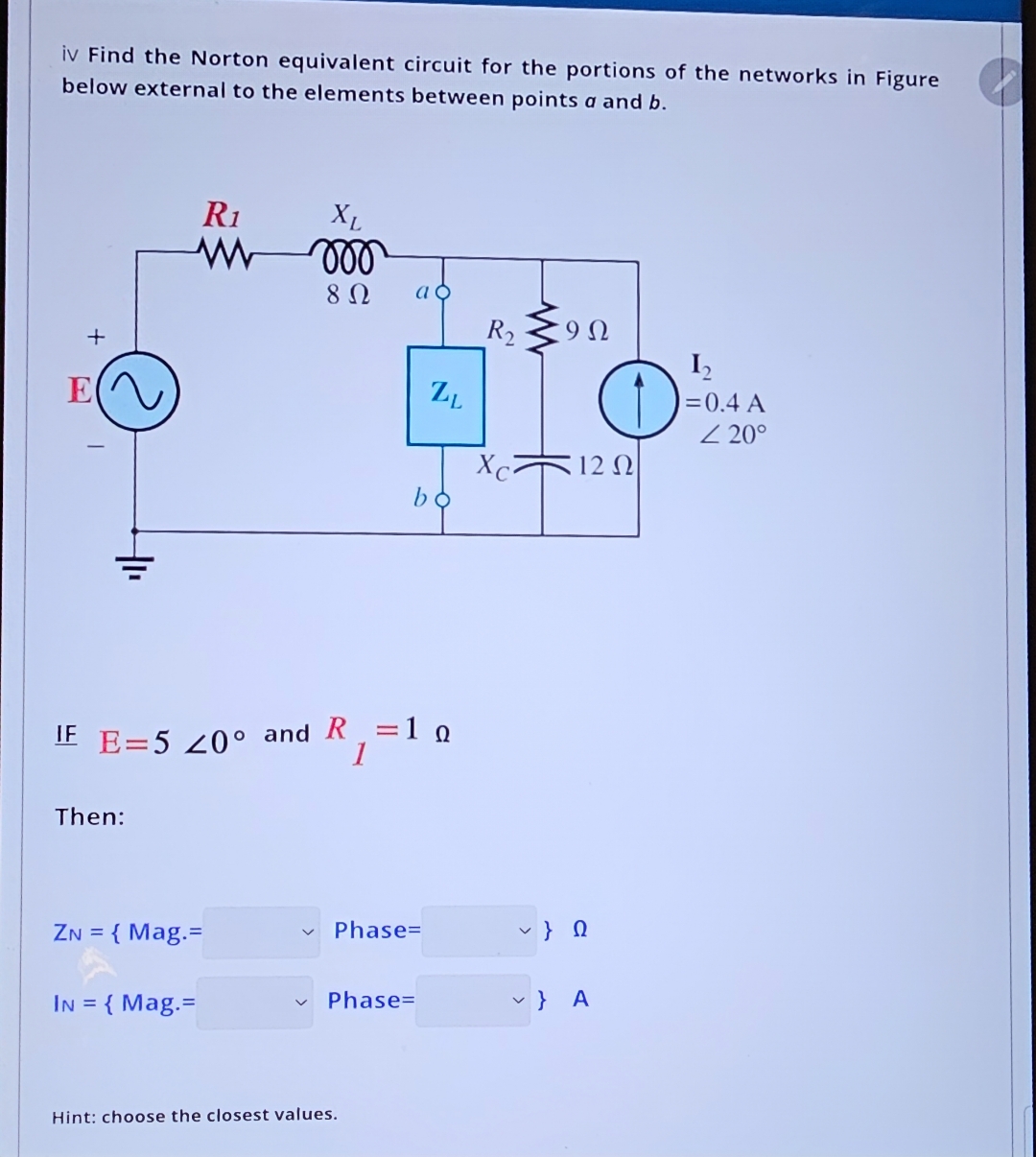 Solved iv Find the Norton equivalent circuit for the | Chegg.com