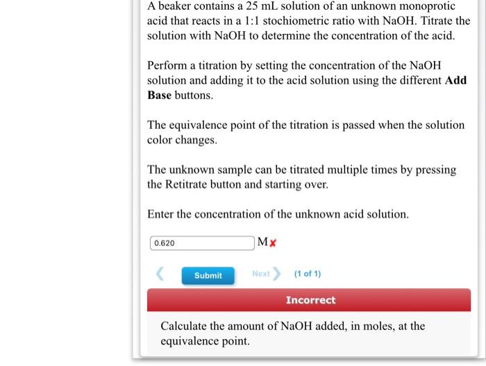 A beaker contains a 25 mL solution of an unknown | Chegg.com