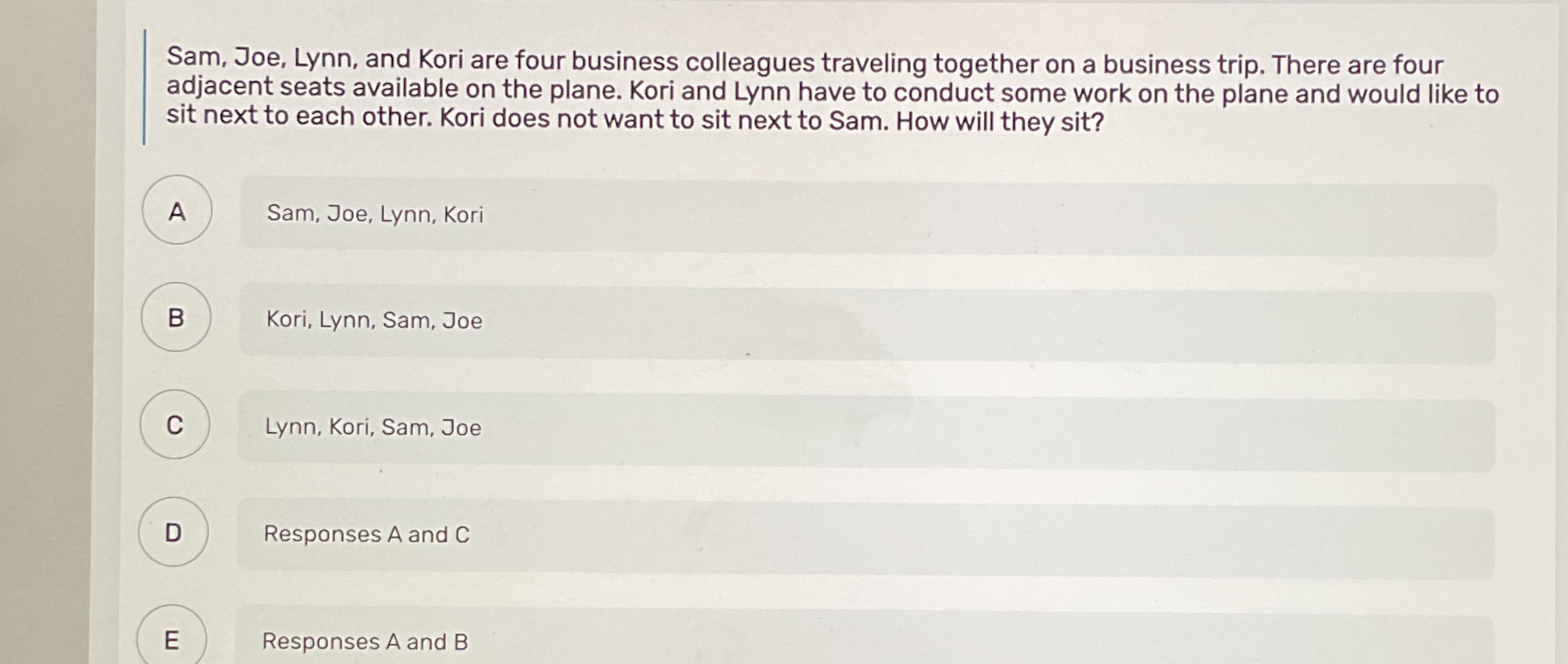 Solved Sam, Joe, Lynn, ﻿and Kori are four business | Chegg.com