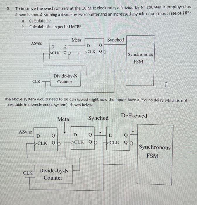 5. To improve the synchronizers at the 10MHz clock | Chegg.com