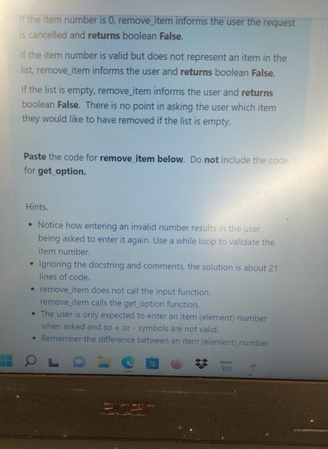 Solved Create a function called remove_item remove_item has | Chegg.com