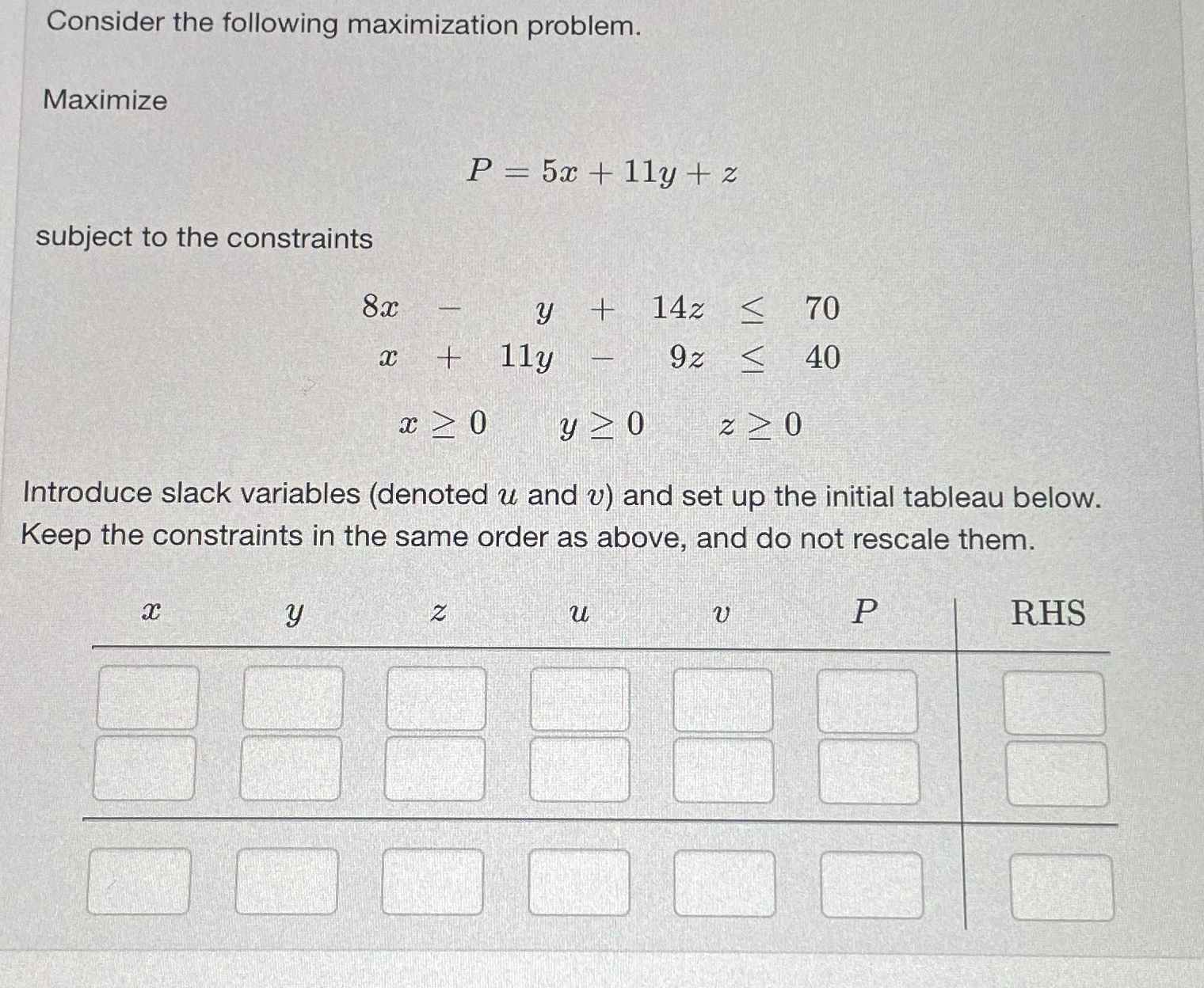 Solved Consider the following maximization | Chegg.com