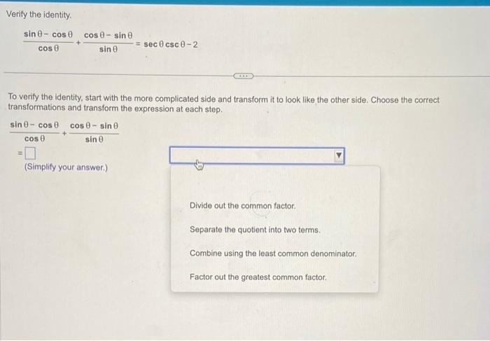 Solved Verify the identity. | Chegg.com
