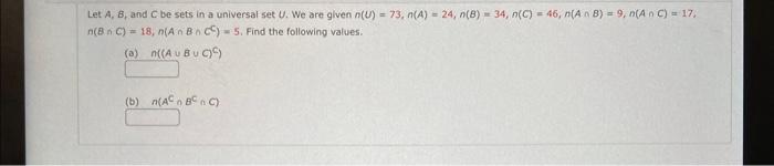 Solved Let A,B, and C be sets in a universal set U. We are | Chegg.com