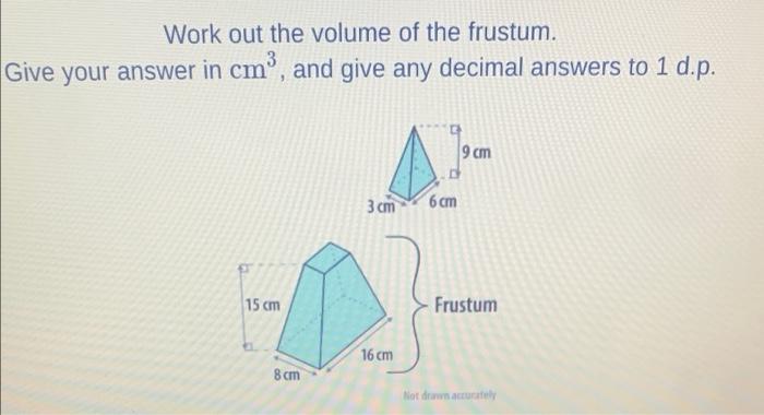 Solved Work out the volume of the frustum. Give your answer | Chegg.com