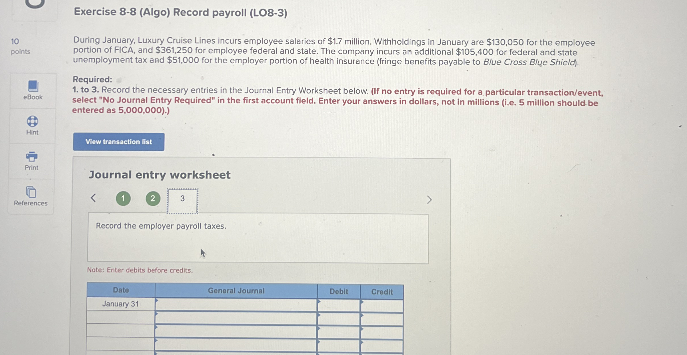 Solved Exercise 8-8 (Algo) ﻿Record payroll | Chegg.com
