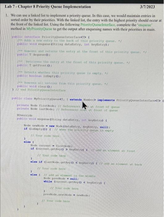 Solved Just need the code in regards to this interface and | Chegg.com Solved Just need the code in regards to this interface and | Chegg.com