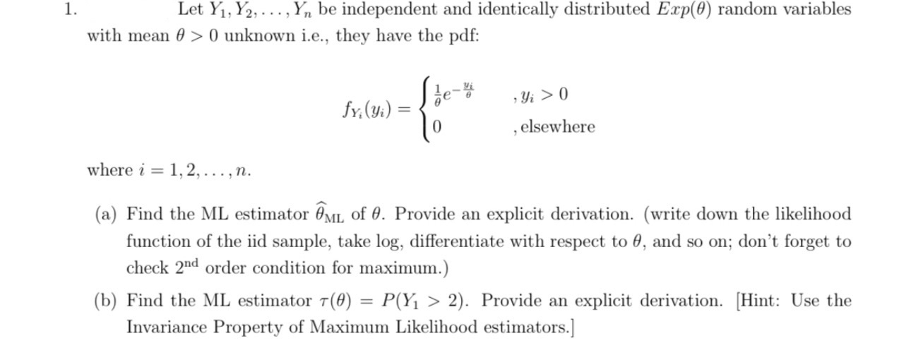 Solved Let Y1,Y2,dots,Yn ﻿be independent and identically | Chegg.com
