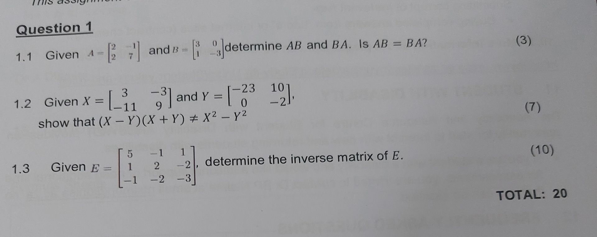 Solved Question 11.1 ﻿Given A=[2-127] ﻿and B=[301-3] | Chegg.com