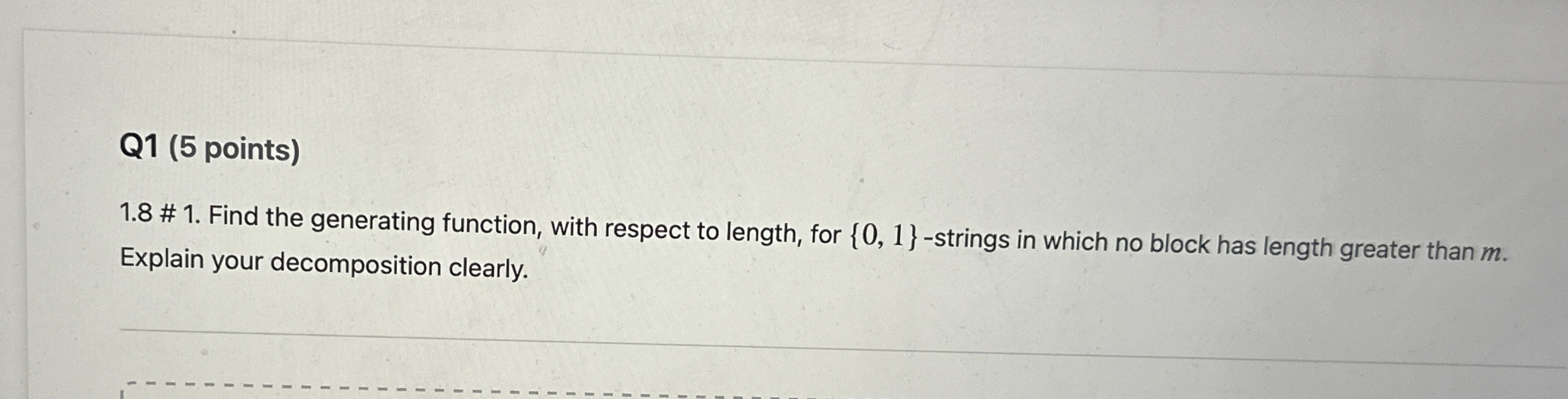 Solved Q1 (5 ﻿points)1.8 ﻿# 1 . ﻿Find the generating | Chegg.com