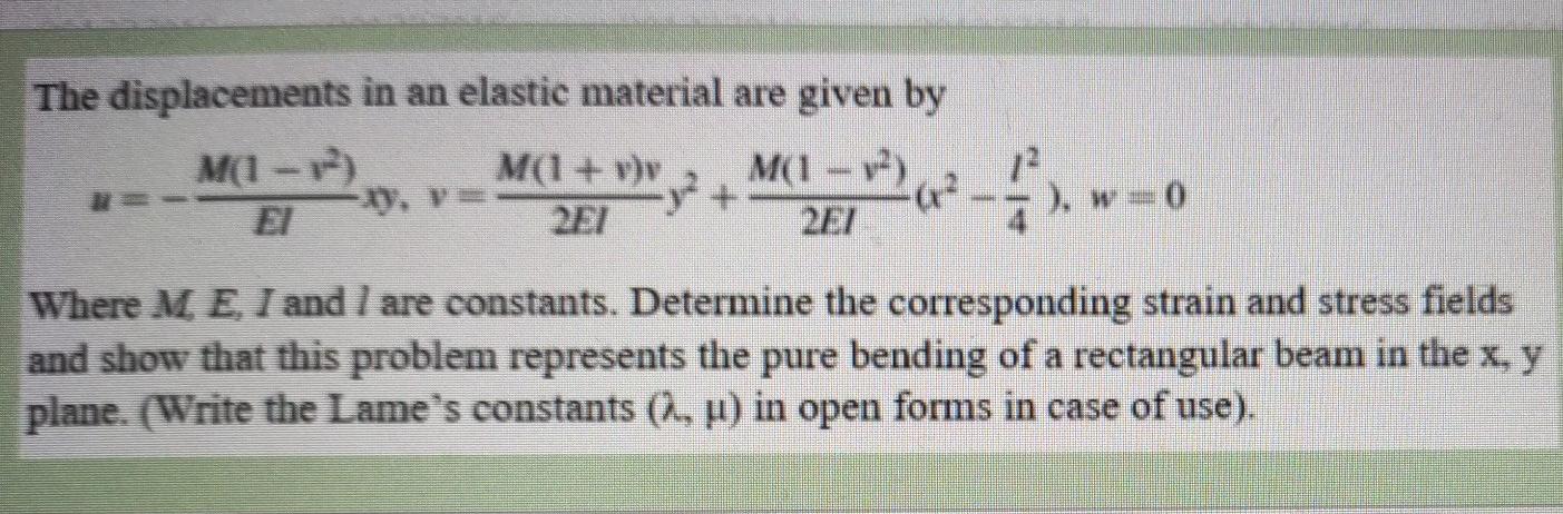 Solved The displacements in an elastic material are given by | Chegg.com