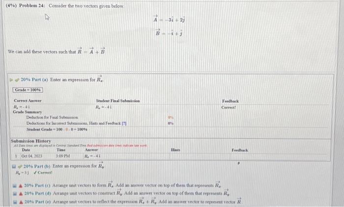 Solved (4\%) Problem 24: Consider the two vectors given | Chegg.com