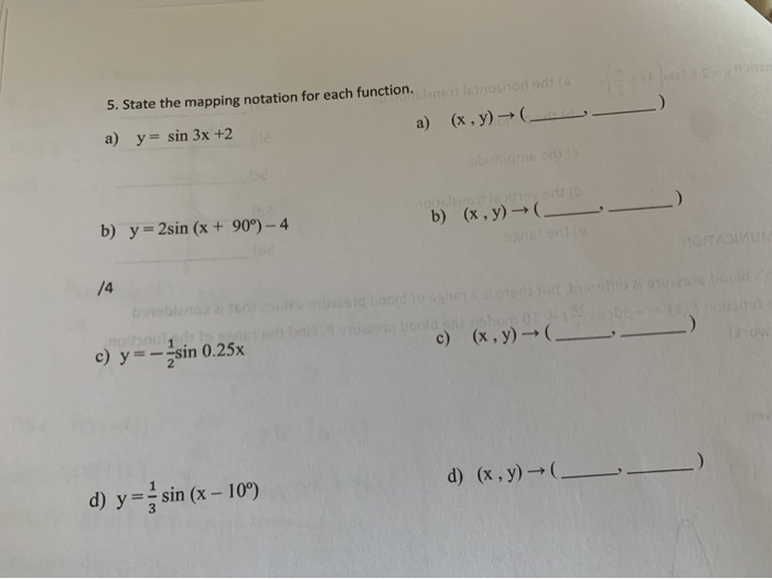 Solved 5. State the mapping notation for each function. | Chegg.com