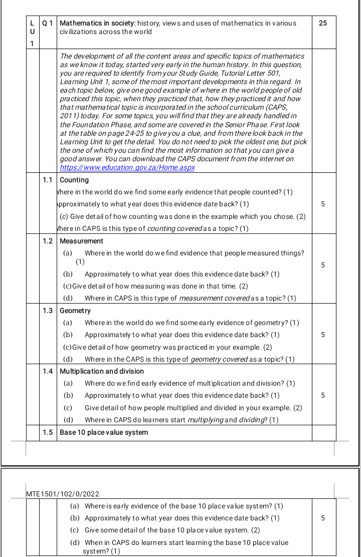 Solved L cr 1 Q1 Mathematics in society: history, views and | Chegg.com