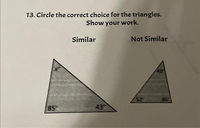 Solved 13. Circle the correct choice for the triangles. Show | Chegg.com