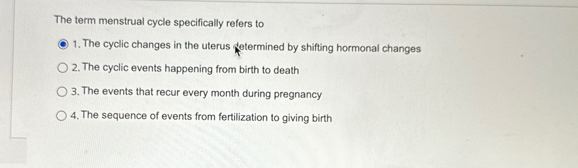 Solved The term menstrual cycle specifically refers toThe | Chegg.com