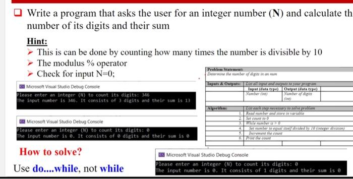 Solved Write A Program That Asks The User For An Integer 7194