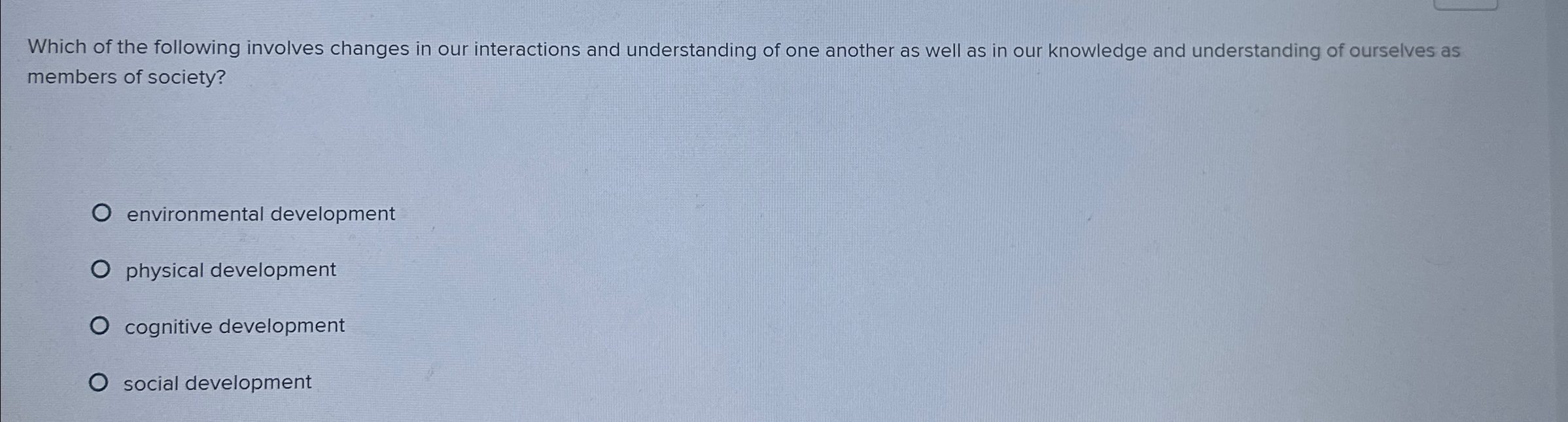 Solved Which of the following involves changes in our | Chegg.com