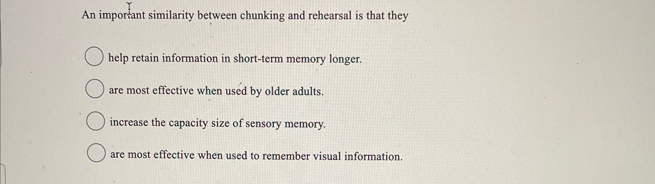 Solved An impor ant similarity between chunking and | Chegg.com