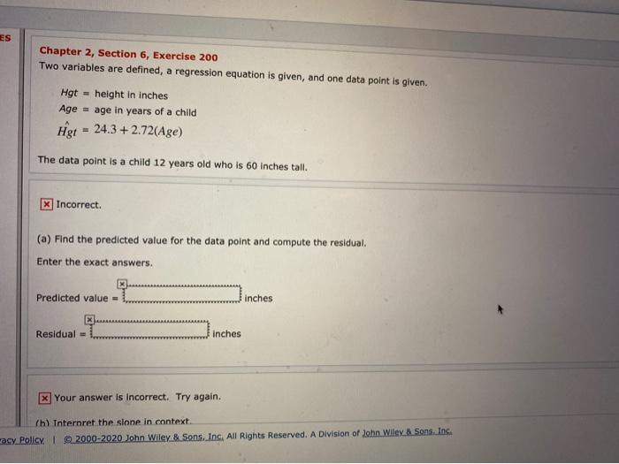 Solved ES Chapter 2, Section 6, Exercise 200 Two variables | Chegg.com