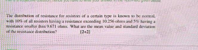 Solved The distribution of resistance for resistors of a | Chegg.com