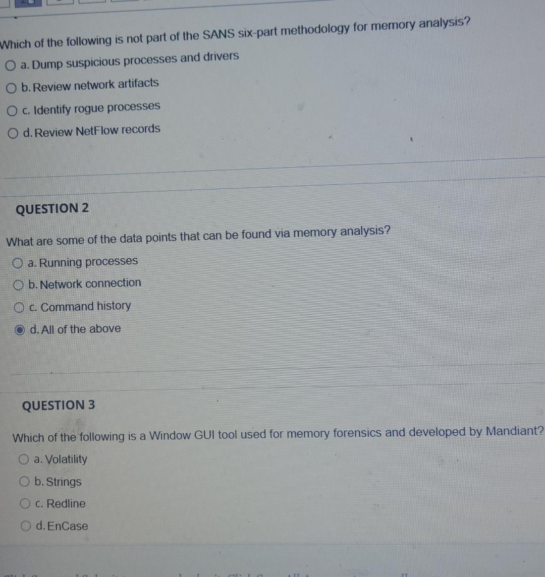 Solved Which of the following is not part of the SANS | Chegg.com