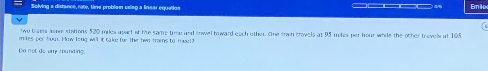 Solved Solving a distance, rate, time problem using a linear | Chegg.com