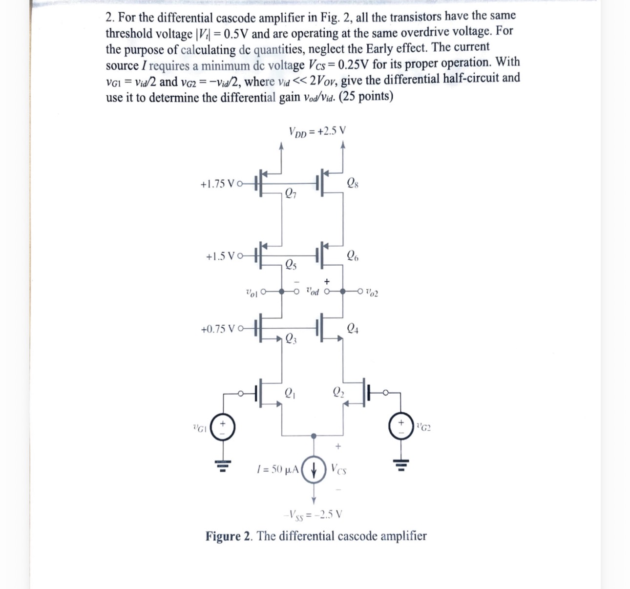 Solved V 2 5 V ﻿Question 4: 60p +1.750 ﻿A differential | Chegg.com