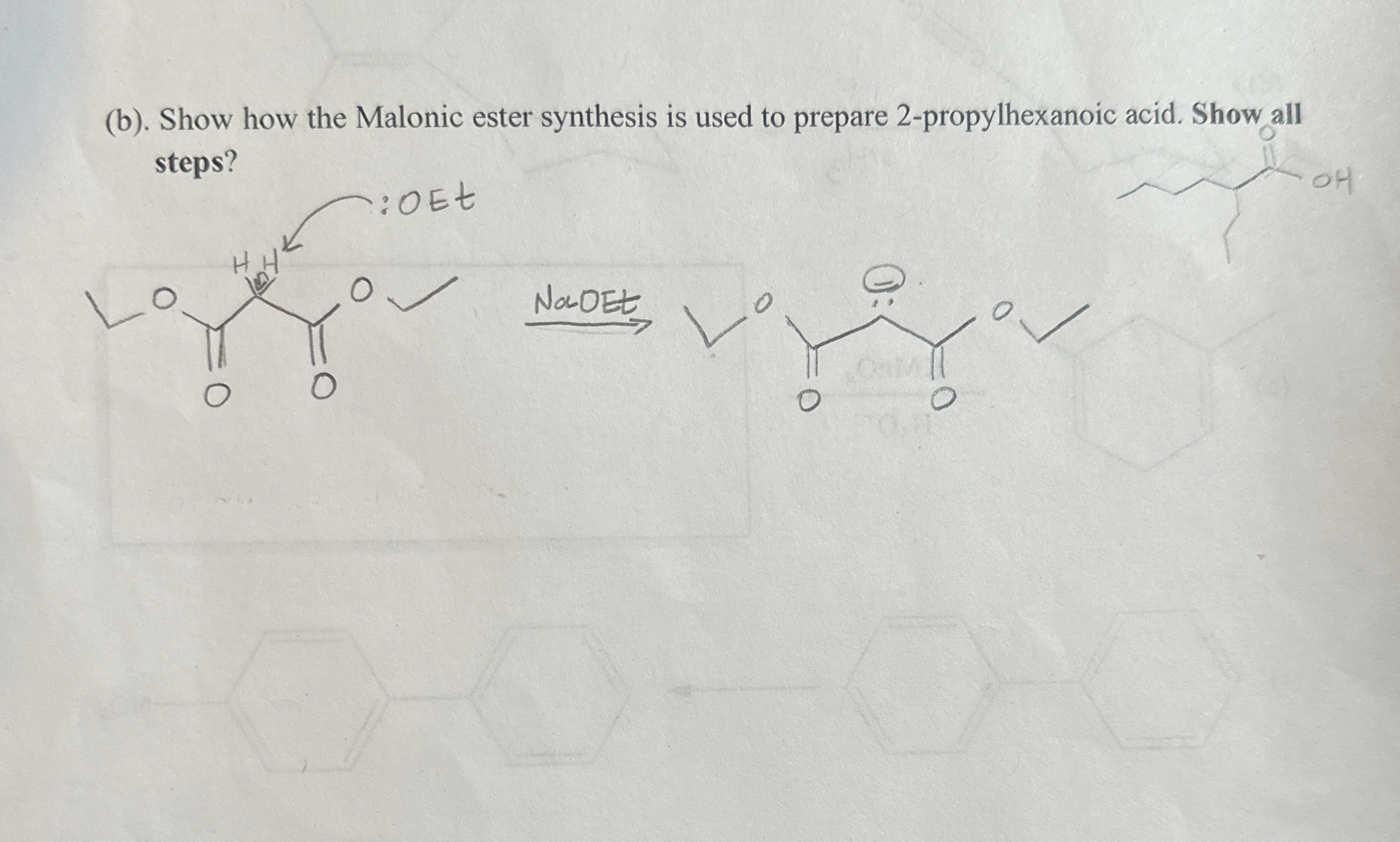 Solved (b). ﻿Show how the Malonic ester synthesis is used to | Chegg.com