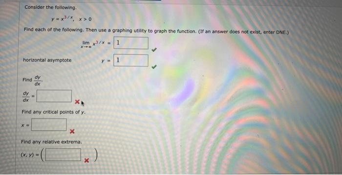 Solved Consider the following. y=x3/x,x>0 Find each of the | Chegg.com