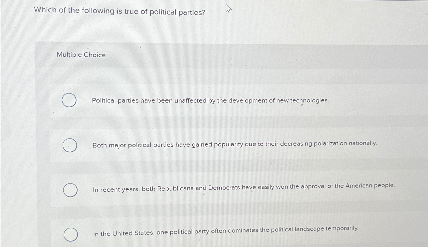 Solved Which of the following is true of political | Chegg.com