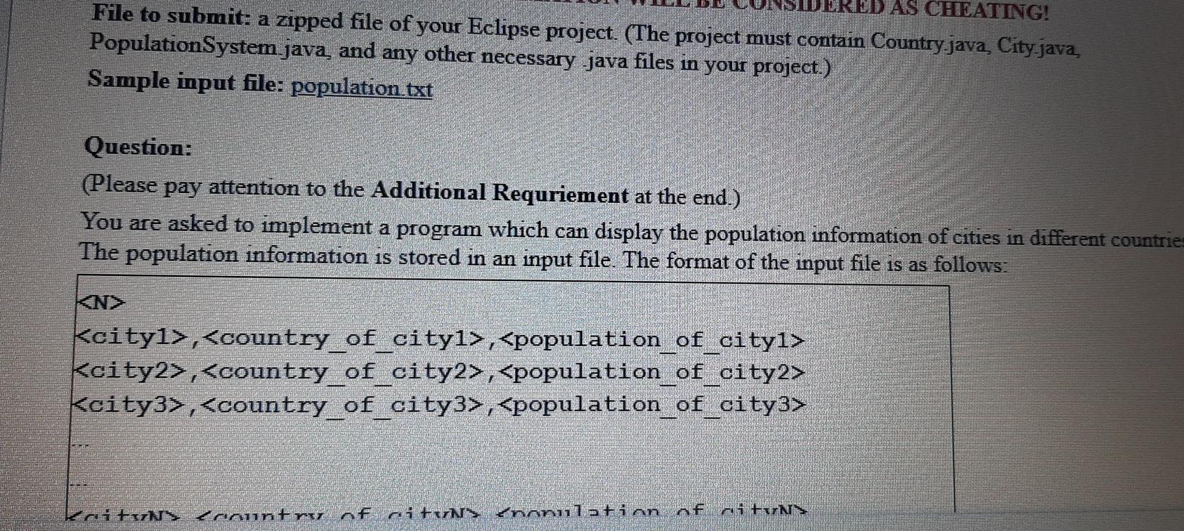 Solved RED AS CHEATING! File to submit: a zipped file of | Chegg.com