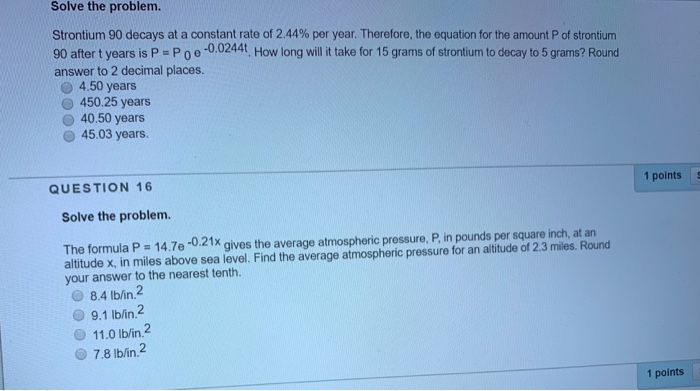 Solved Solve the problem. Strontium 90 decays at a constant | Chegg.com