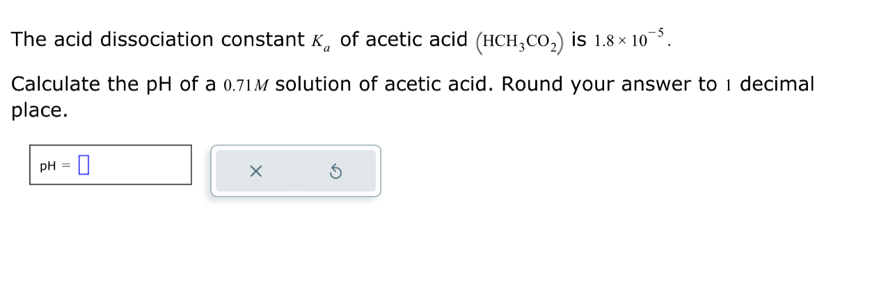 Solved The acid dissociation constant Ka ﻿of acetic acid | Chegg.com