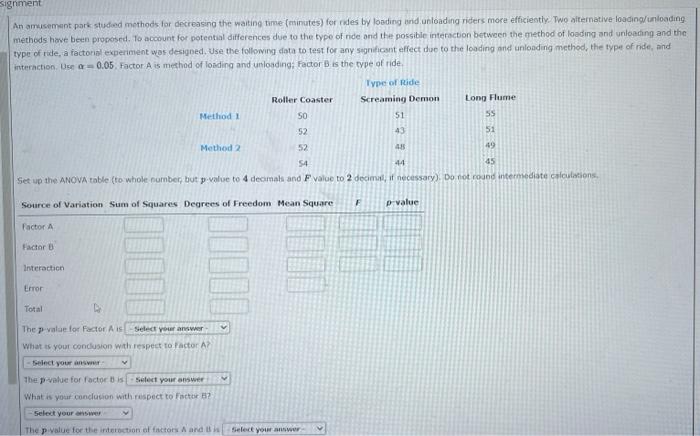 Solved interaction. Use α=0.05, factor A is metnod of | Chegg.com