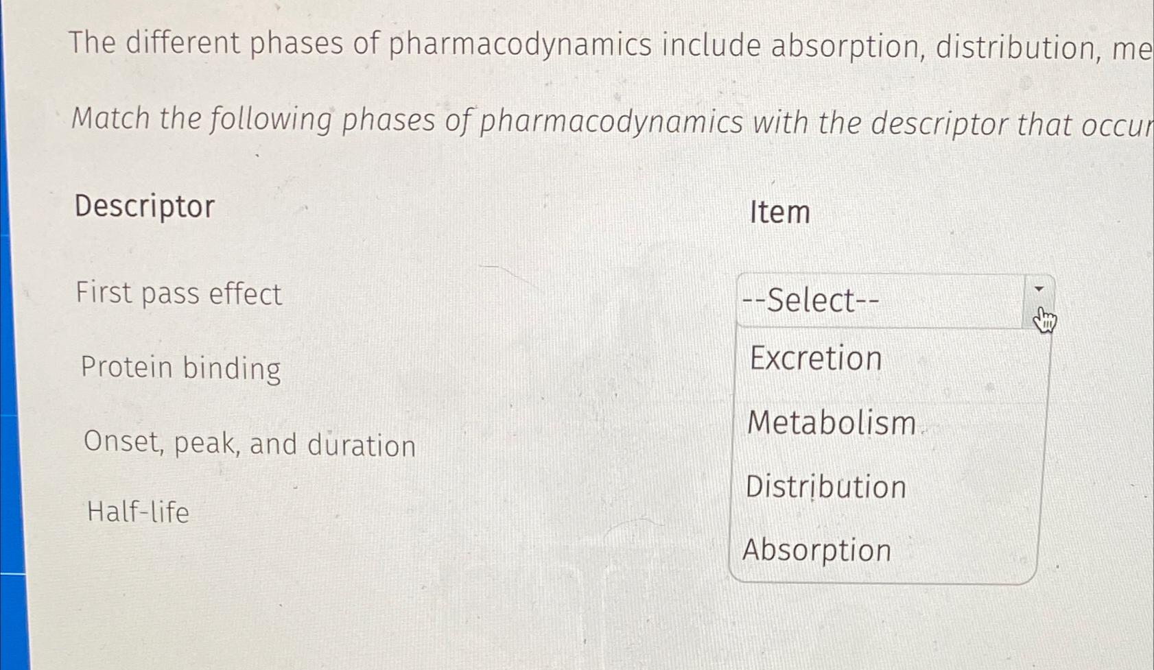 Solved The different phases of pharmacodynamics include | Chegg.com