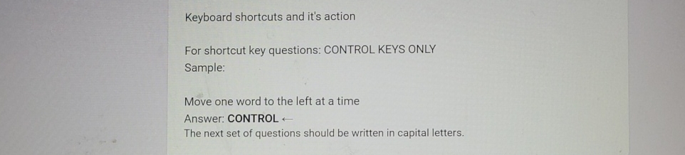 Solved Keyboard shortcuts and it's actionFor shortcut key | Chegg.com