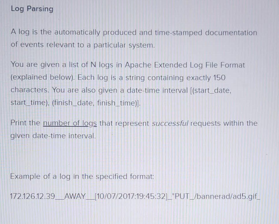 Solved Log Parsinga Log ﻿is The Automatically Produced And