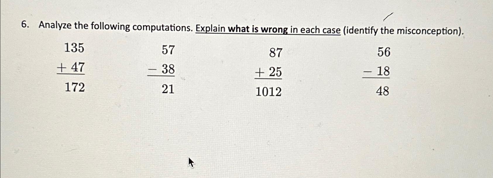 Solved Analyze the following computations. Explain what is | Chegg.com