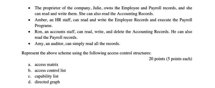 Solved 2. Consider the following access control scheme for | Chegg.com