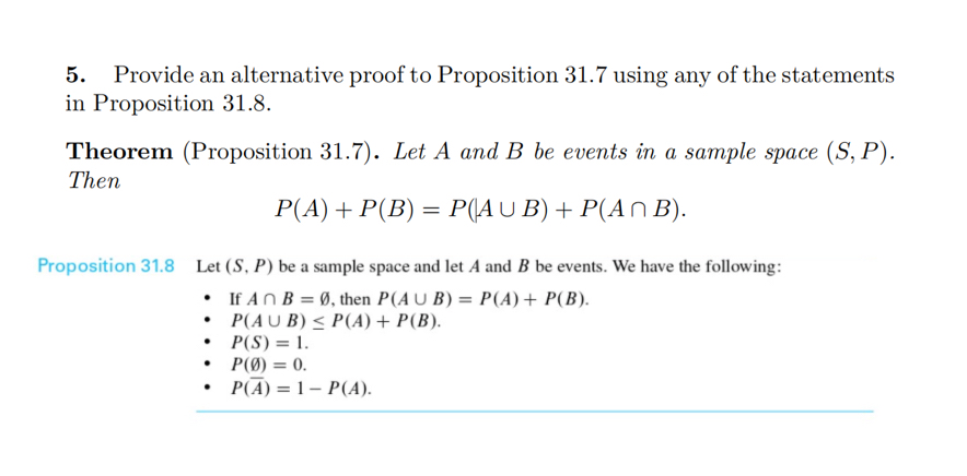 Solved Provide an alternative proof to Proposition 31.7 | Chegg.com