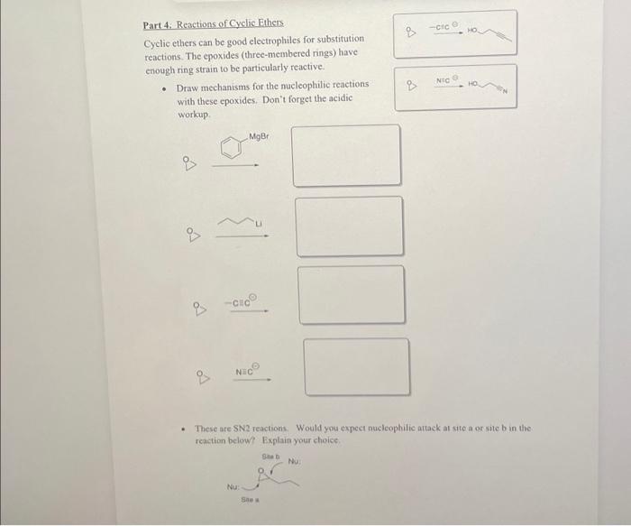 Solved Part 4. Reactions of Cyclic Ethers Cyclic ethers can | Chegg.com