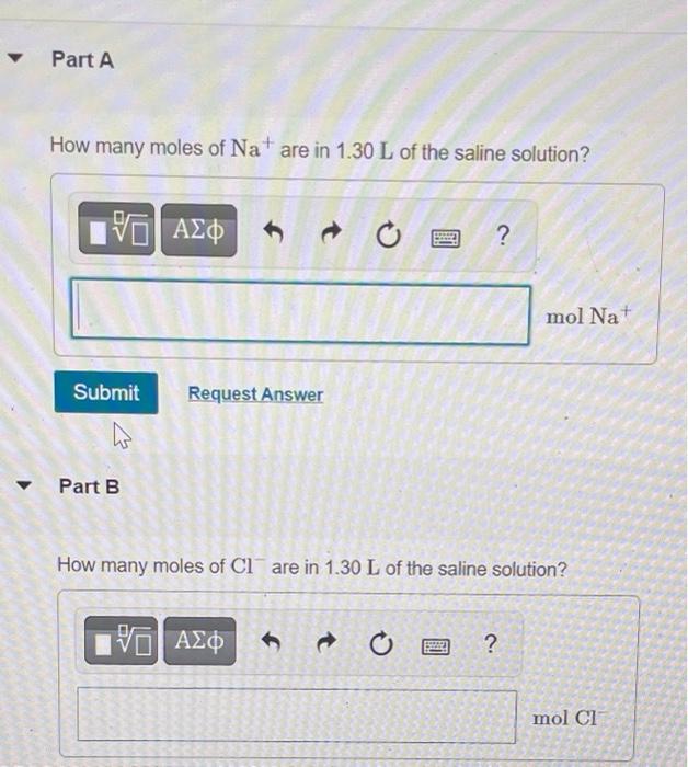 Solved An intravenous saline solution contains 160 mEq/L | Chegg.com