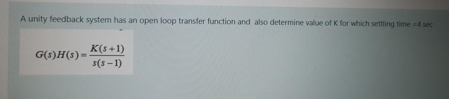 Solved A unity feedback system has an open loop transfer | Chegg.com