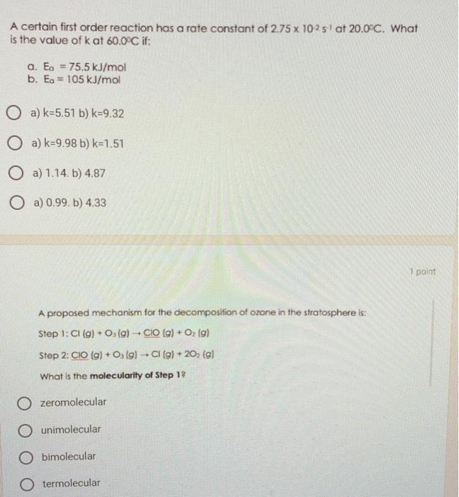 Solved A certain first order reaction has a rate constant of | Chegg.com