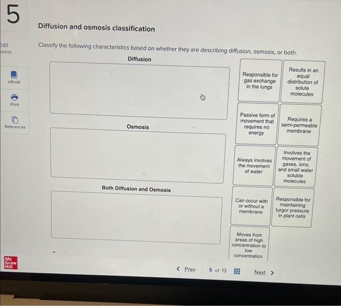 Solved Diffusion and osmosis classification Clascifu tha | Chegg.com