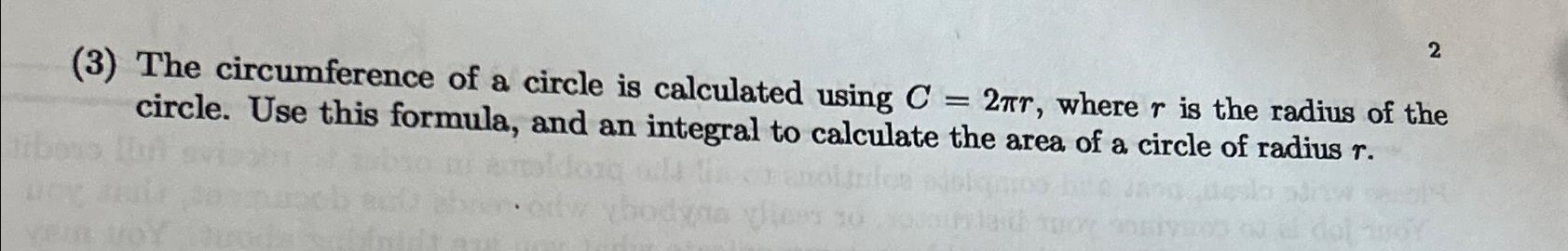 Solved (3) ﻿The circumference of a circle is calculated | Chegg.com