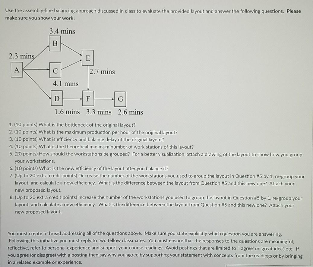Solved Use the assembly-line balancing approach discussed in | Chegg.com
